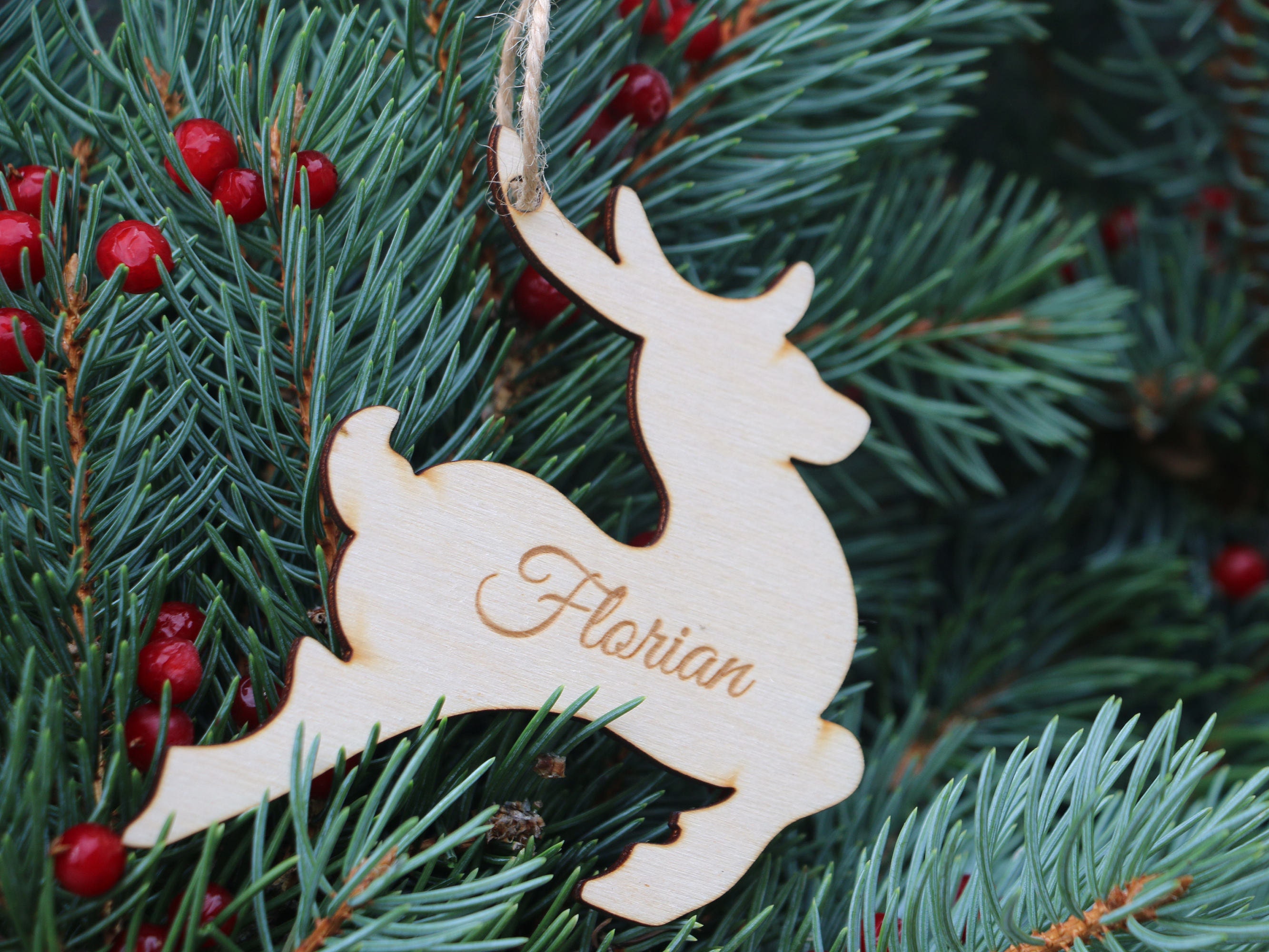 Wood Reindeer With Name/personalized Reindeer Ornament/custom - Etsy