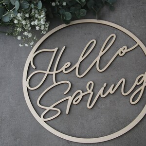 Hello Spring Sign Wood Wreath Cutout Wood Lettering Spring Wreath Wood ...