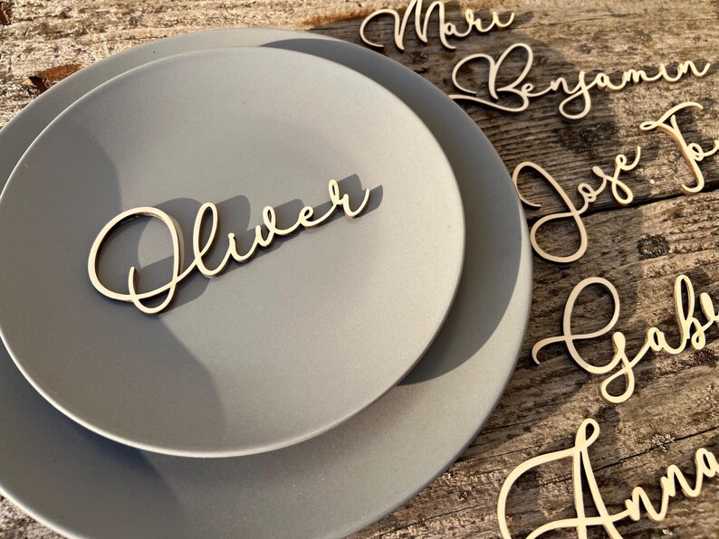 Laser Cut Wood Names Custom Laser Cut Name Signs Wedding Place Cards ...