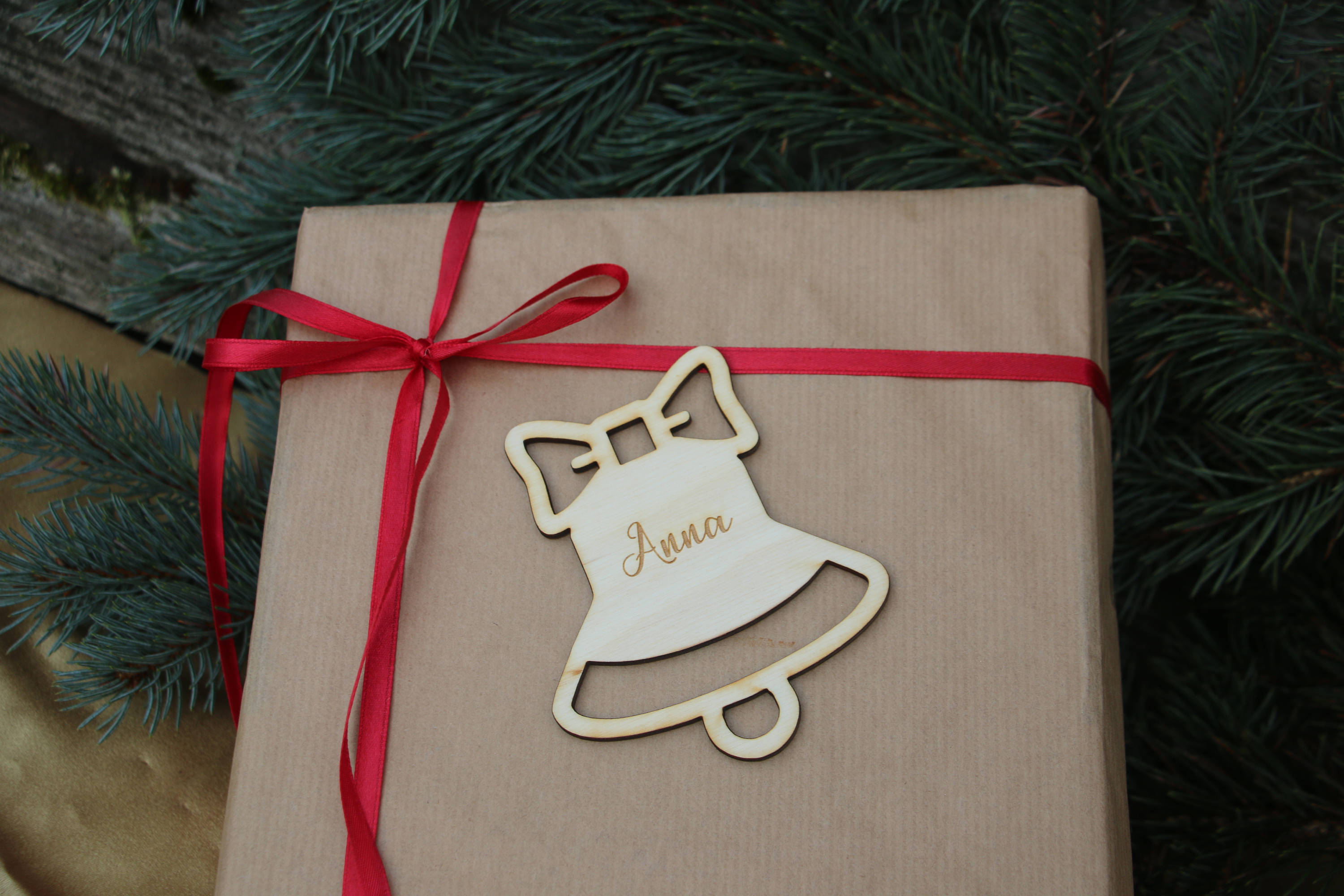 Custom Laser Cut Wood Bell Gift Tag/christmas Bell Gift Tag - Etsy