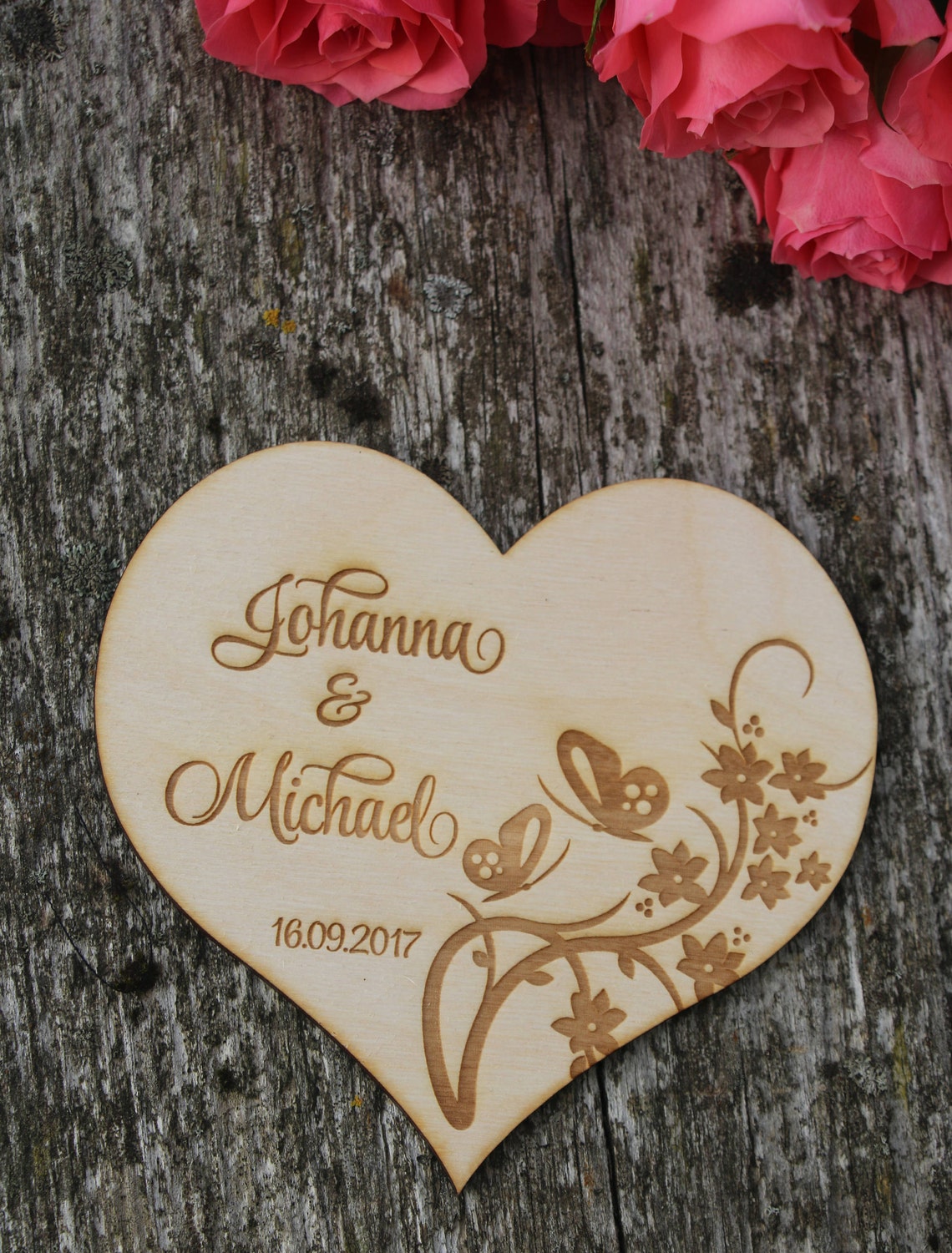 Personalized WOOD Wedding Heart/engraved Wedding Heart /laser Cut and ...