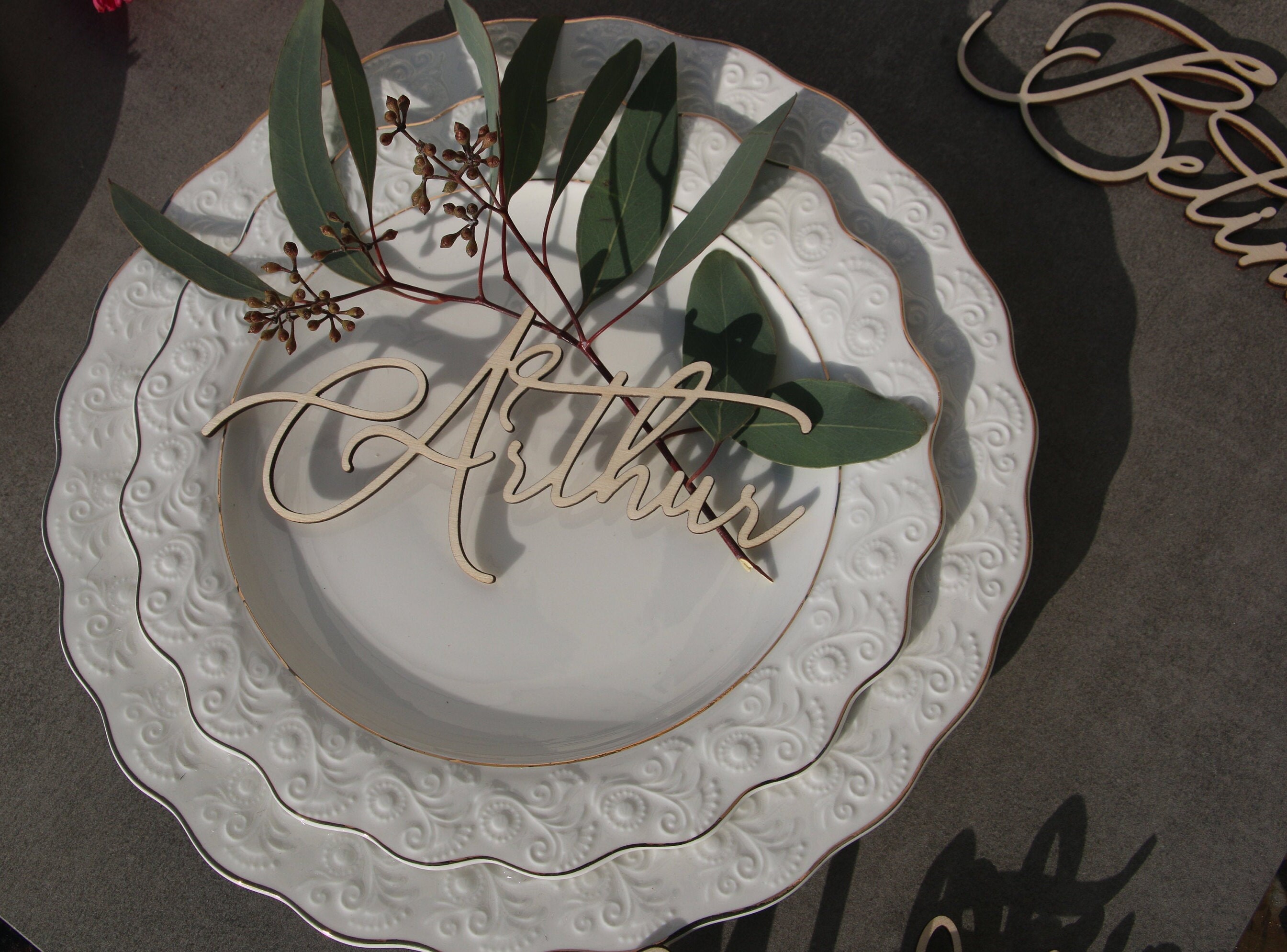 Laser Cut Wood Names Custom Laser Cut Name Signs Wedding Place Cards ...