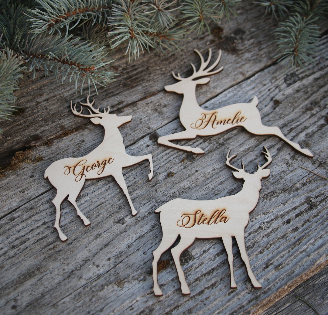 Christmastable Decor Wood Place Cards Reindeer Place Cards Christmas ...