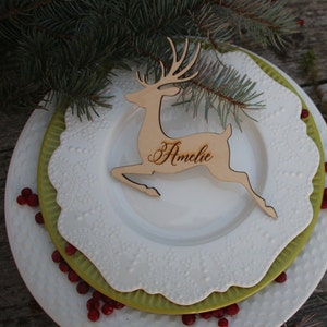 Christmastable Decor Wood Place Cards Reindeer Place Cards Christmas ...