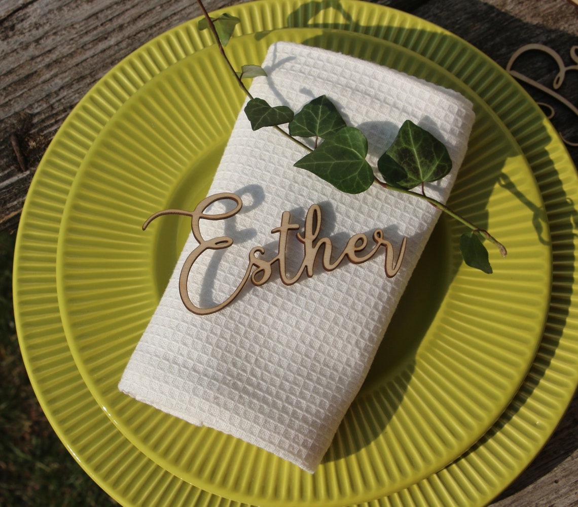 Laser Cut Wood Names Custom Laser Cut Name Signs Wedding Place Cards ...