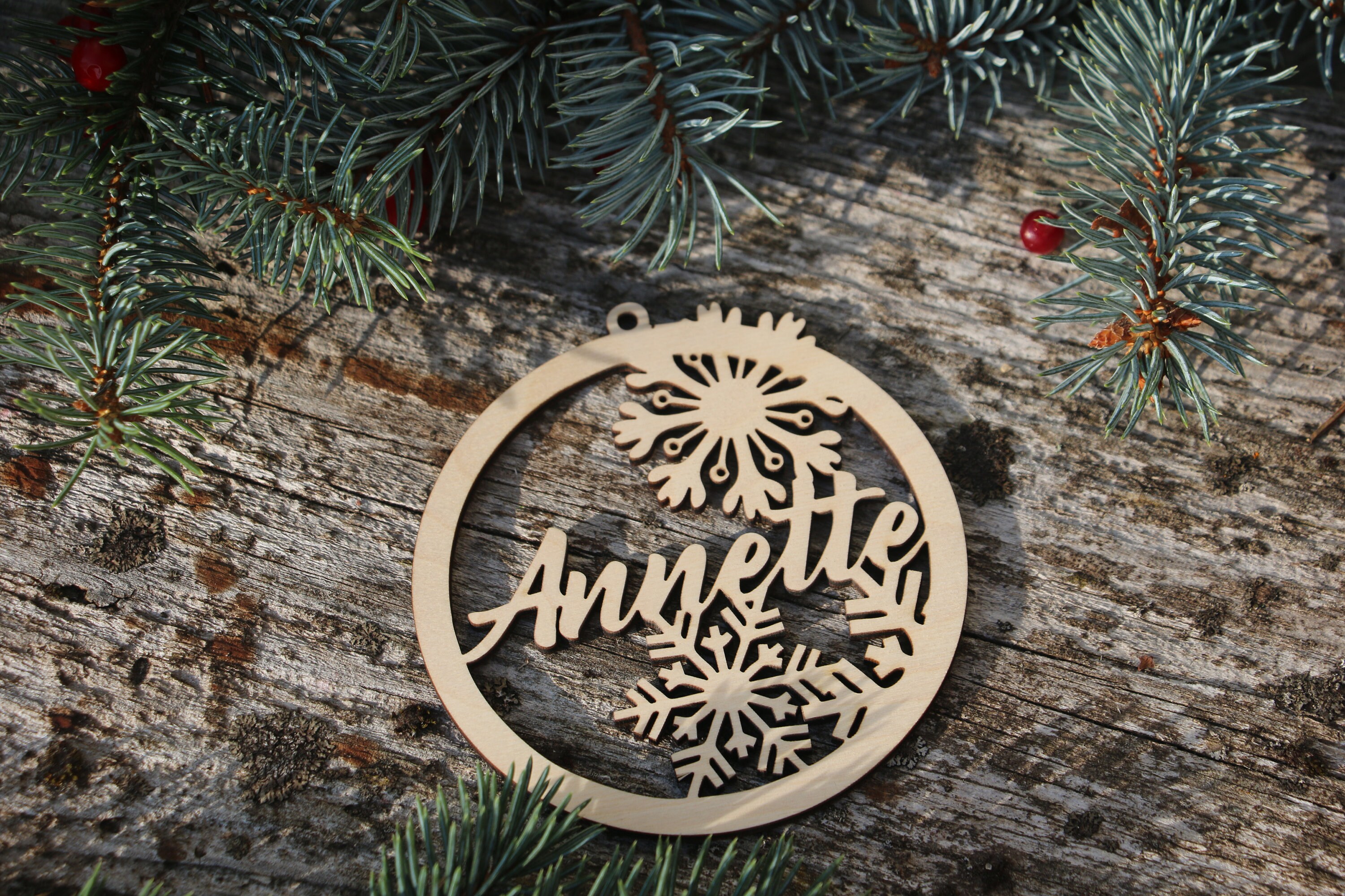 CHRISTMAS Snowflake Bauble Custom Snowflakes Wood Christmas Baubles ...