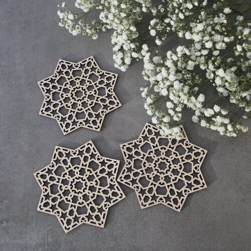 Arabic Pattern Coasters Wood Coasters Ramadan Decorations | Etsy