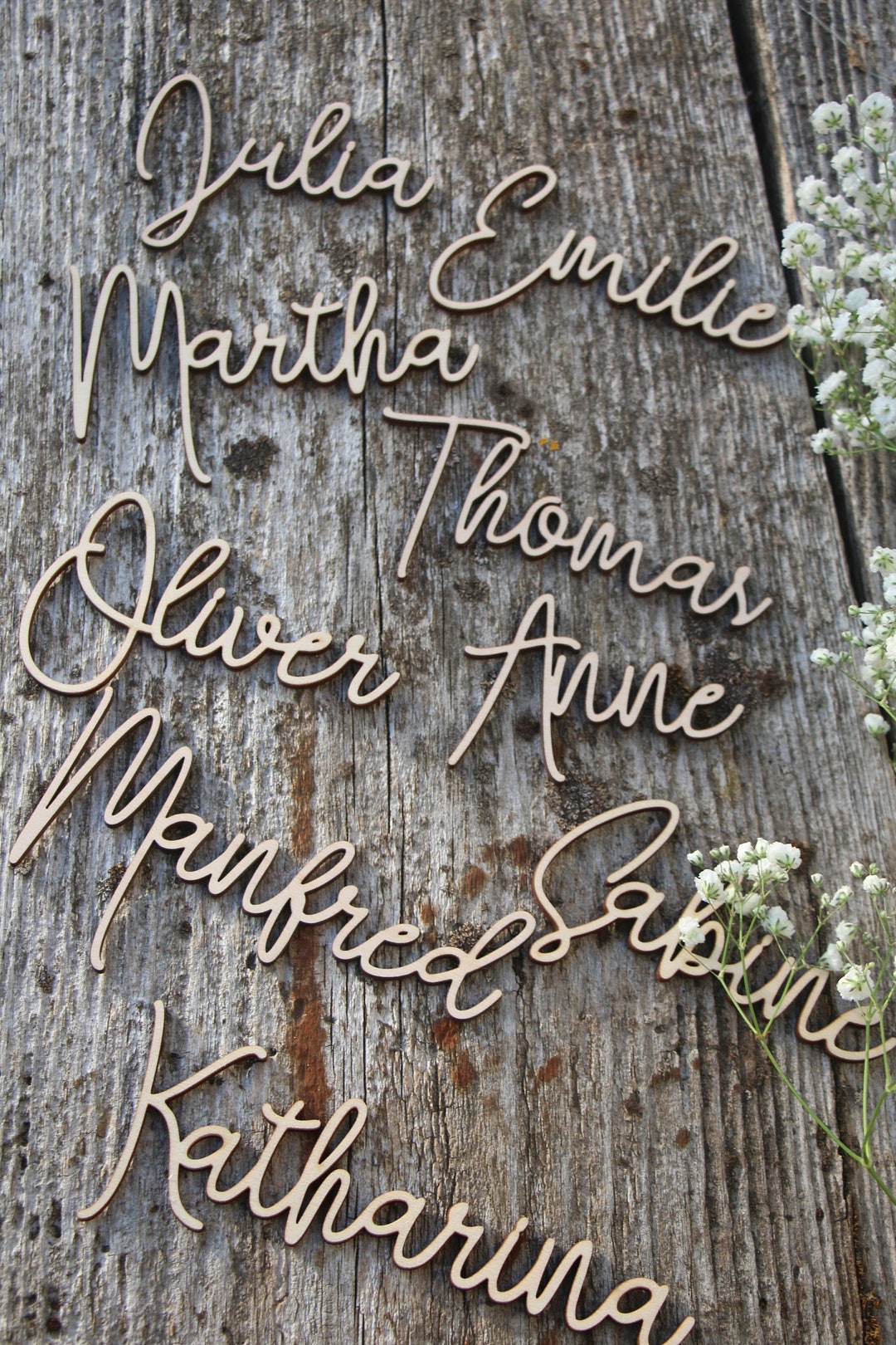 Laser Cut Wood Names Custom Laser Cut Name Signs Wedding Place Cards ...