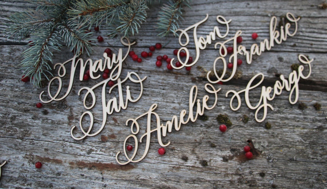 Laser Cut Wood Names Custom Laser Cut Name Signs Christmas Place Cards ...
