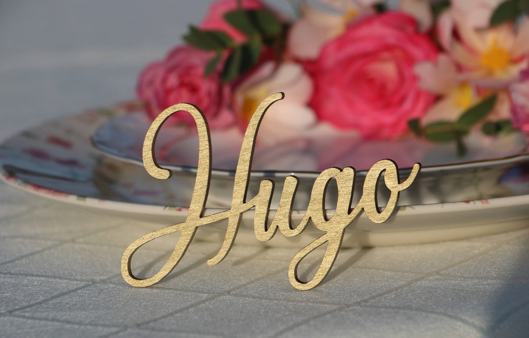 Custom Laser Cut Wood Gold Name Signs/gold Placecard/acrylic Place Sign ...