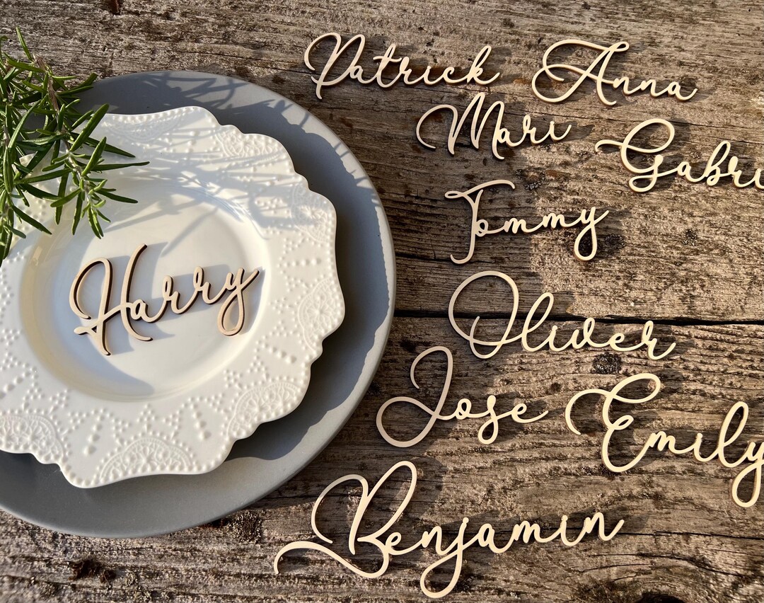 Laser Cut Wood Names Custom Laser Cut Name Signs Wedding Place Cards ...