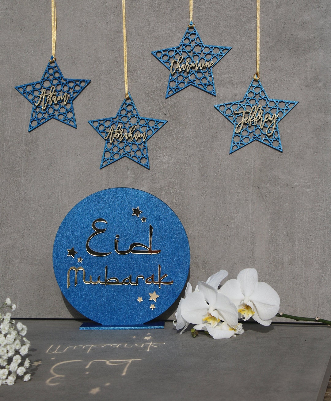 Laser Cut Eid Mubarak Sign: Ramadan Place Cards, Custom Names - Etsy