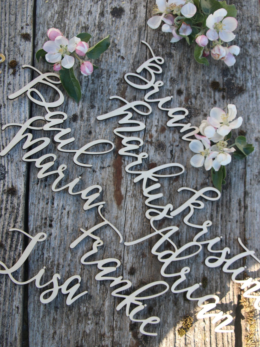Laser Cut Wood Names Custom Laser Cut Name Signs Wedding Place Cards ...