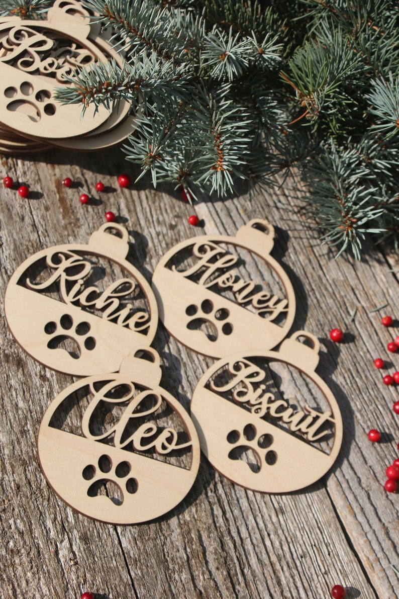 Personalized Dog Ornament Dog Paw Print Ornament 2021 Wooden - Etsy