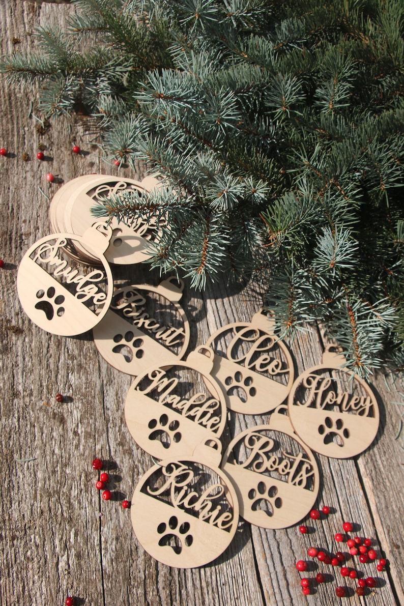 Personalized Dog Ornament Dog Paw Print Ornament 2021 Wooden - Etsy