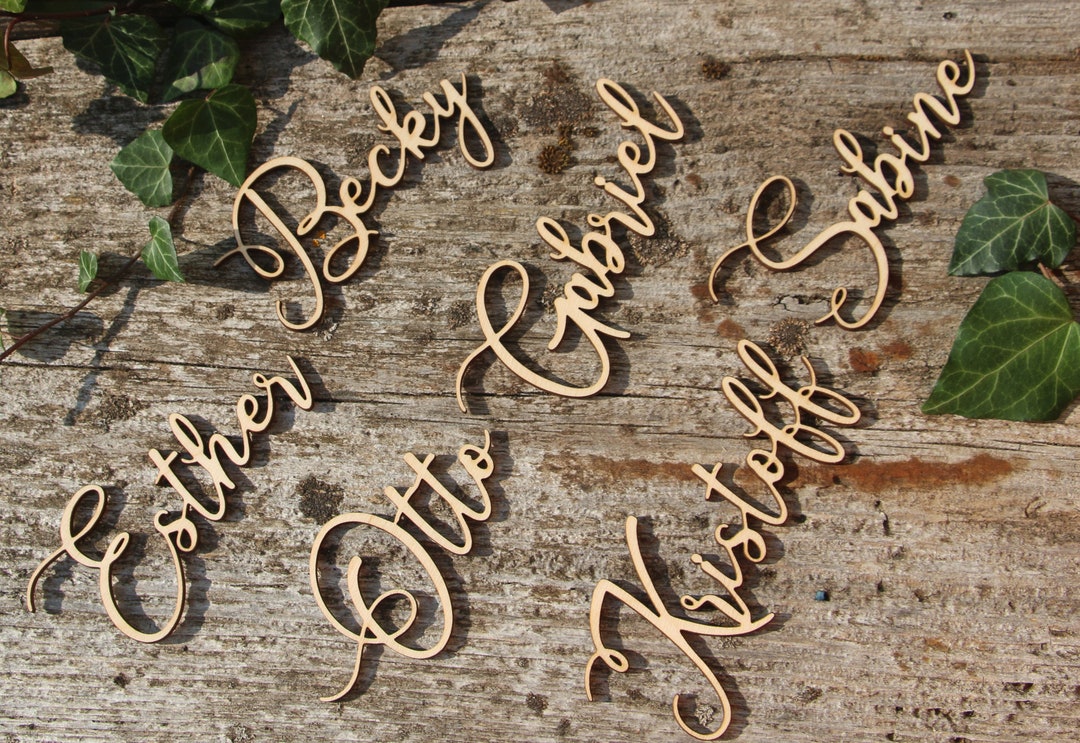 Laser Cut Wood Names Custom Laser Cut Name Signs Wedding Place Cards ...