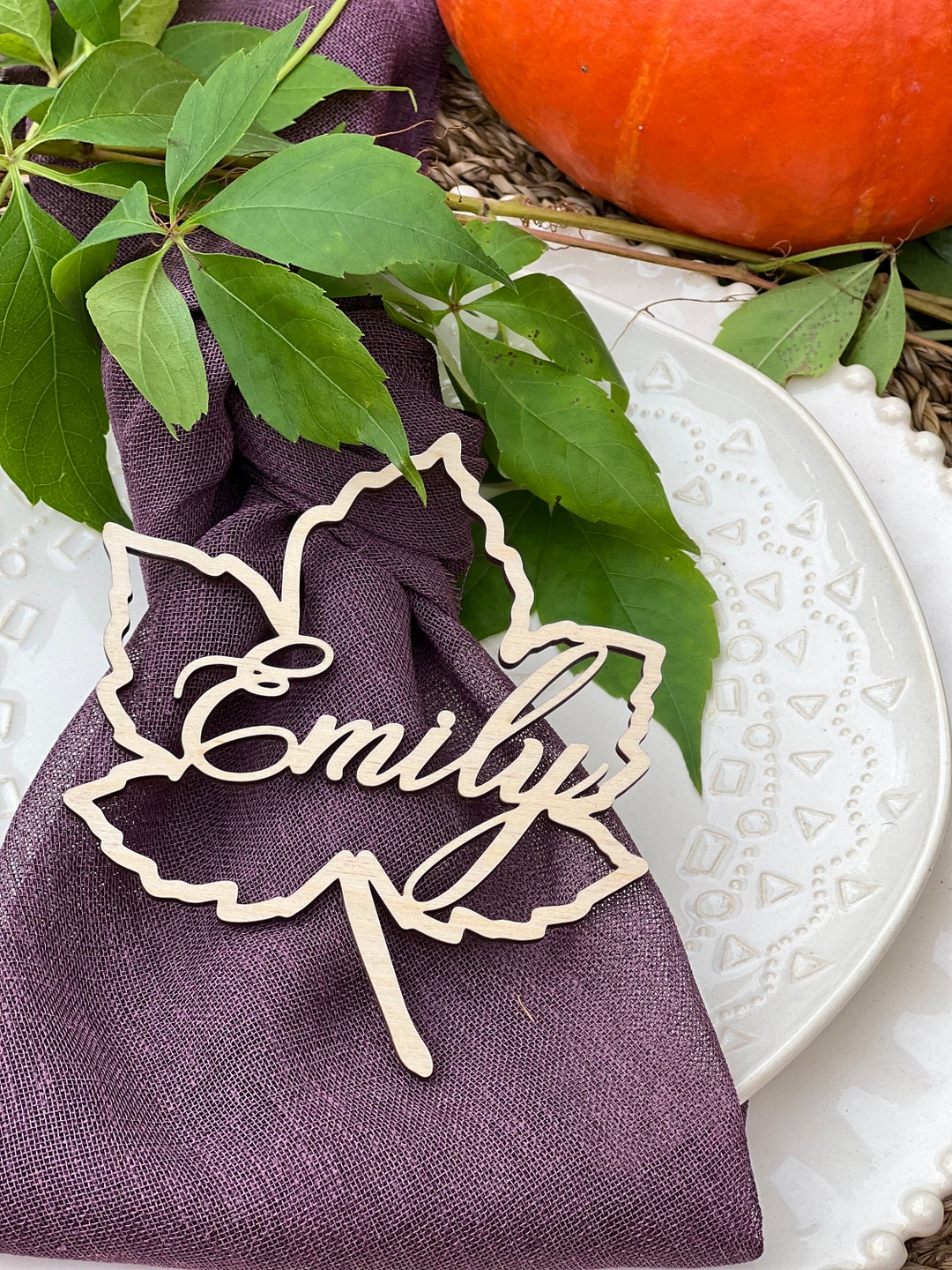 Laser Cut Leaf Place Cards Autumn Wedding Place Cards Maple Leaves ...