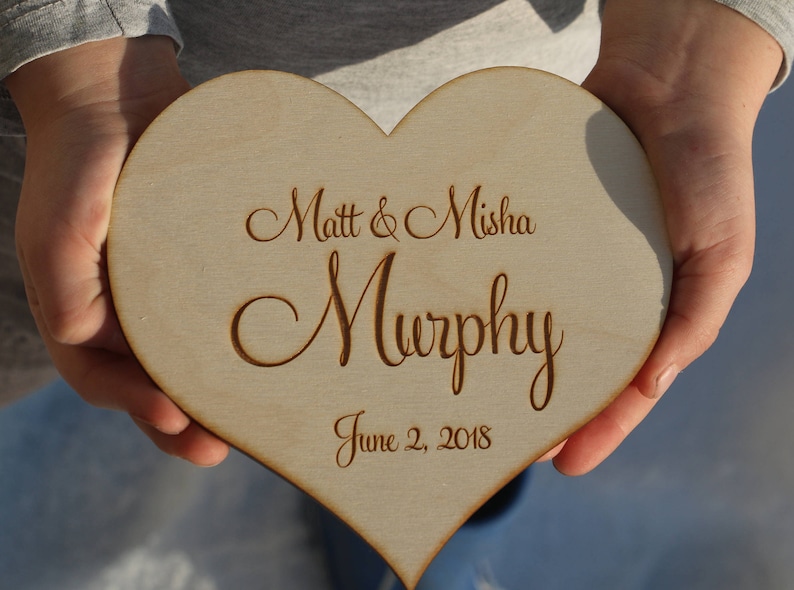 Personalized WOOD Couple Heart/engraved Wedding Heart/laser | Etsy