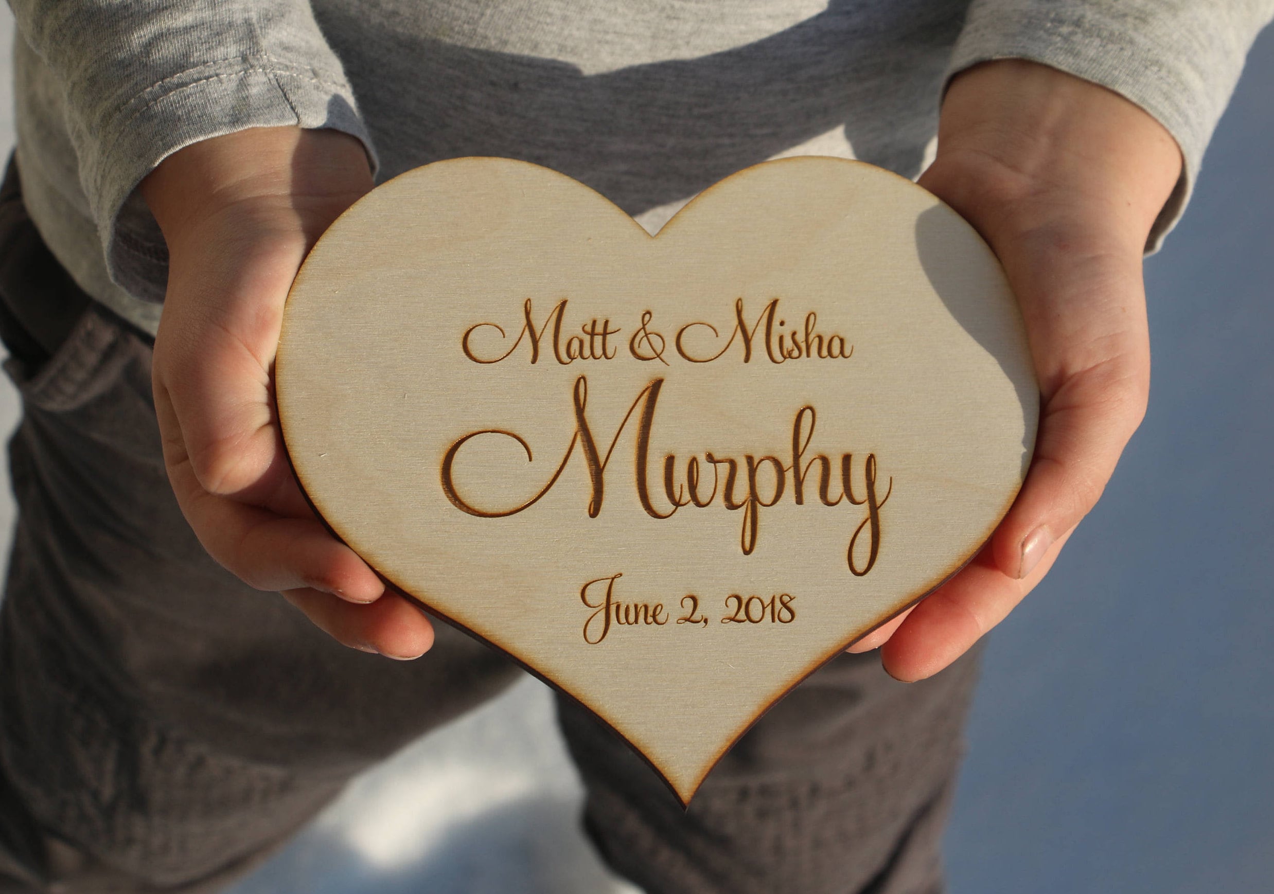 Personalized WOOD Couple Heart/engraved Wedding Heart/laser - Etsy