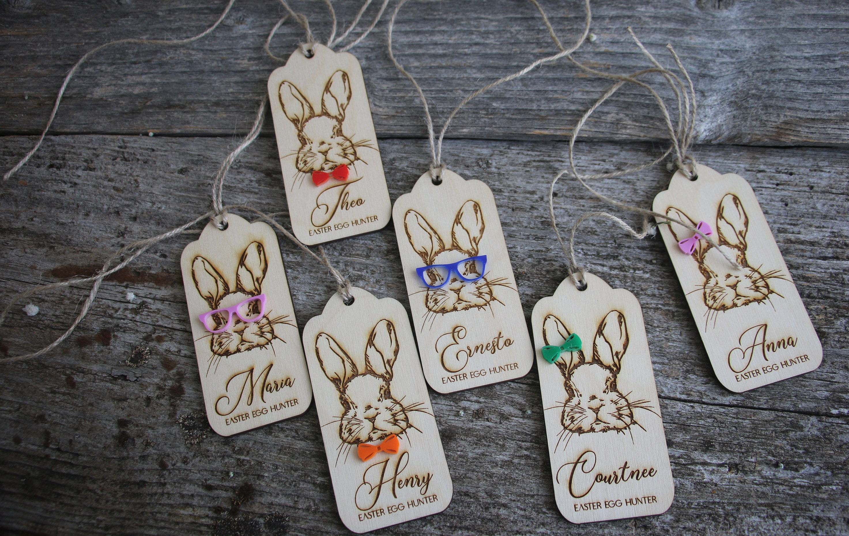 RABBIT Tags Easter Basket Tag Rabbit Personalized Easter Name - Etsy