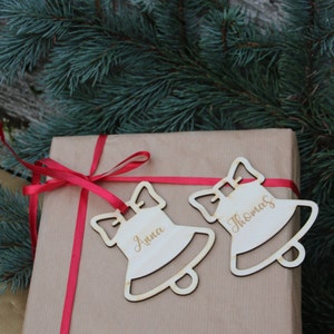 Custom Laser Cut Wood Bell Gift Tag/christmas Bell Gift Tag Name/bell ...