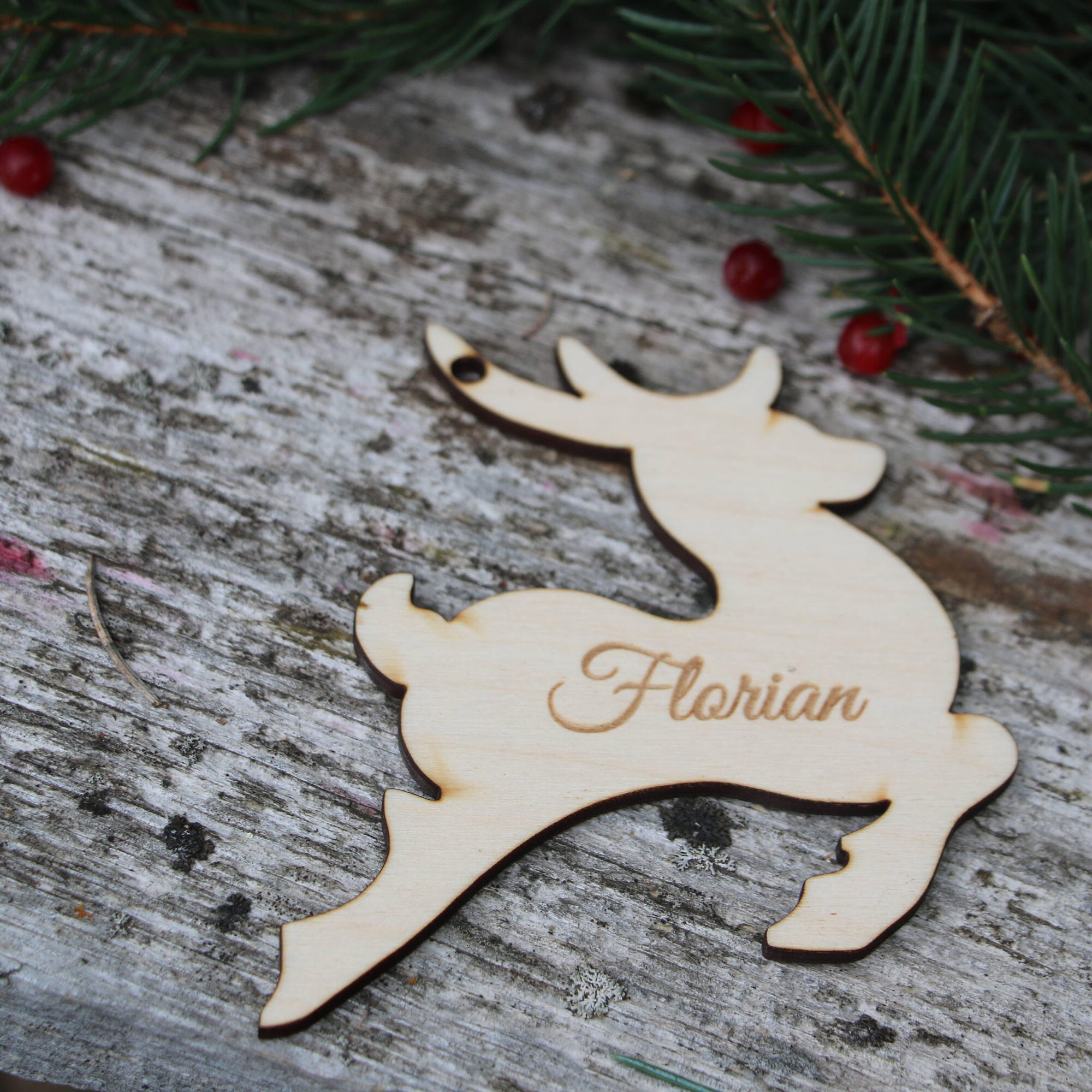 Wood Reindeer With Name/personalized Reindeer Ornament/custom - Etsy
