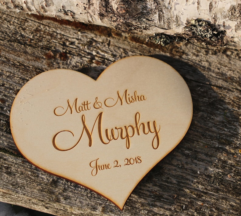 Personalized WOOD Couple Heart/engraved Wedding Heart/laser - Etsy