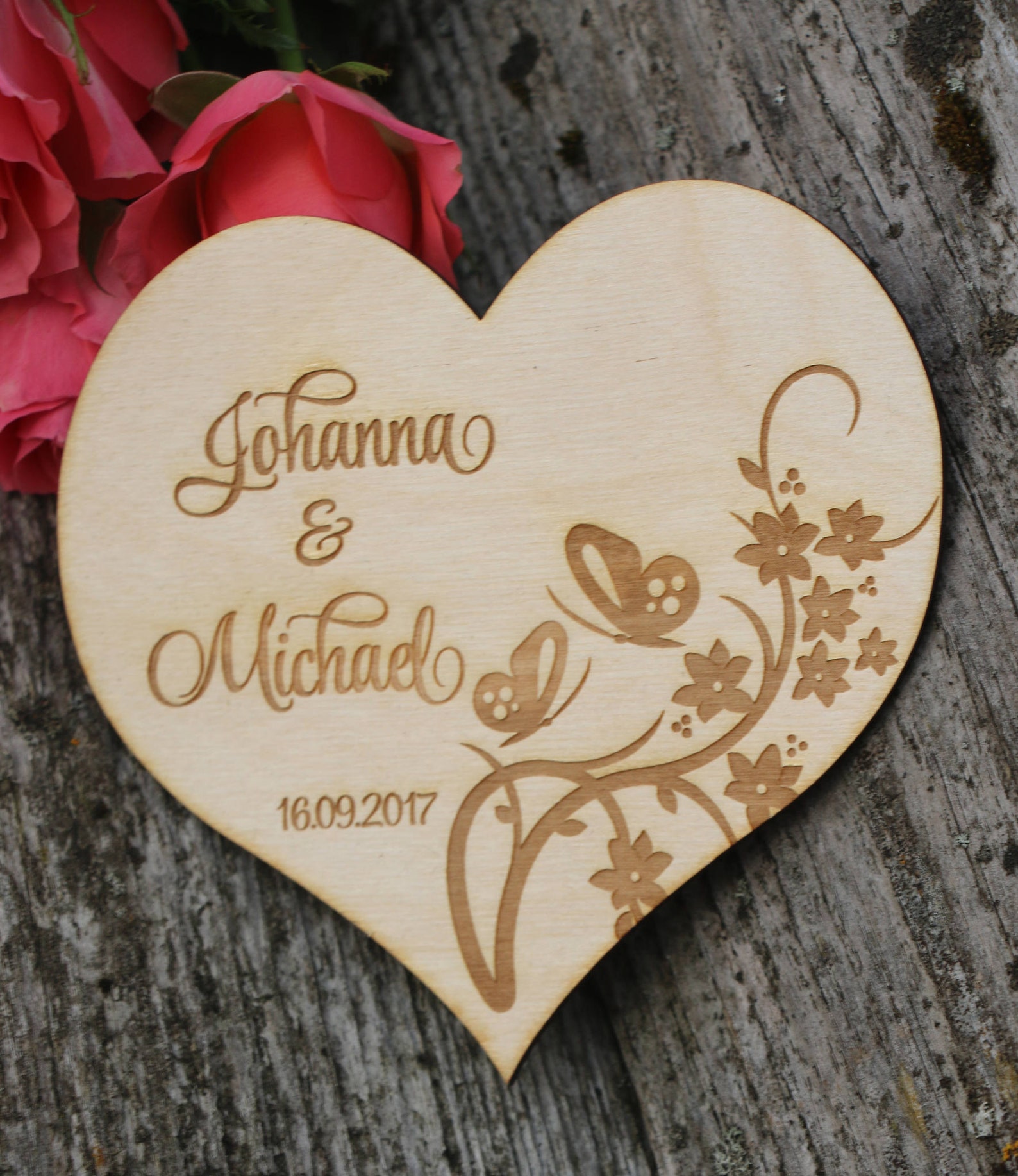 Personalized WOOD Wedding Heart/engraved Wedding Heart /laser Cut and ...