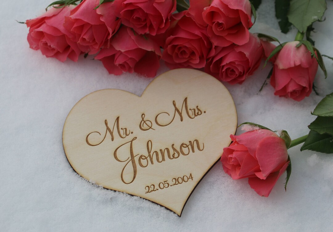 4" Engraved WOOD Heart /engraved Wedding Heart /personalized Wooden ...