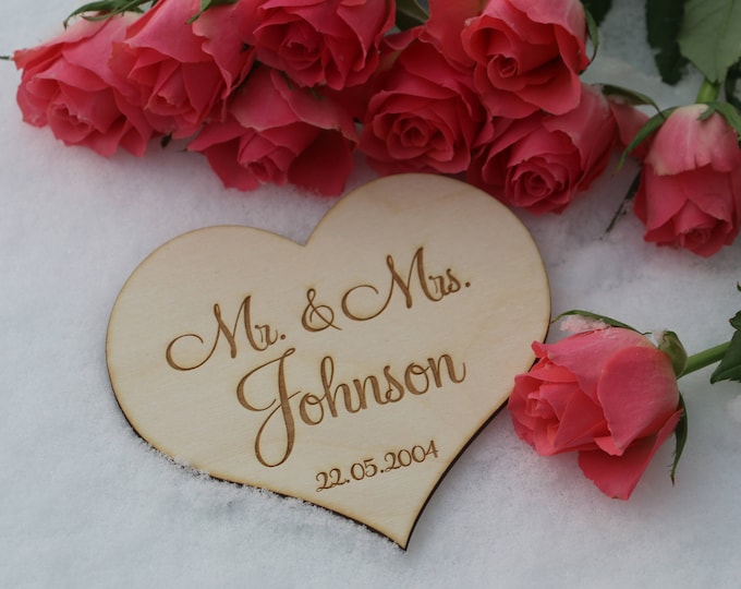 Personalized WOOD Wedding Heart/engraved Wedding Heart /laser - Etsy