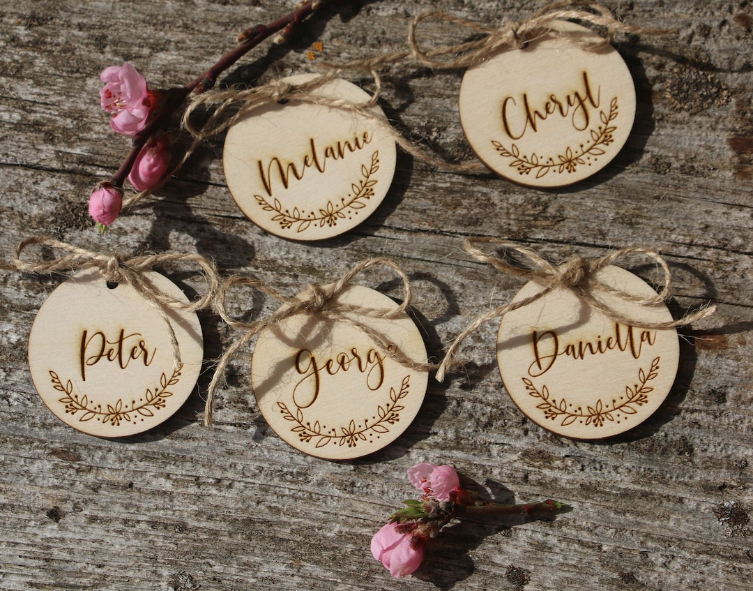 Custom Engraved Round Tags,personalized Wooden Tags,wood Heart,heart ...