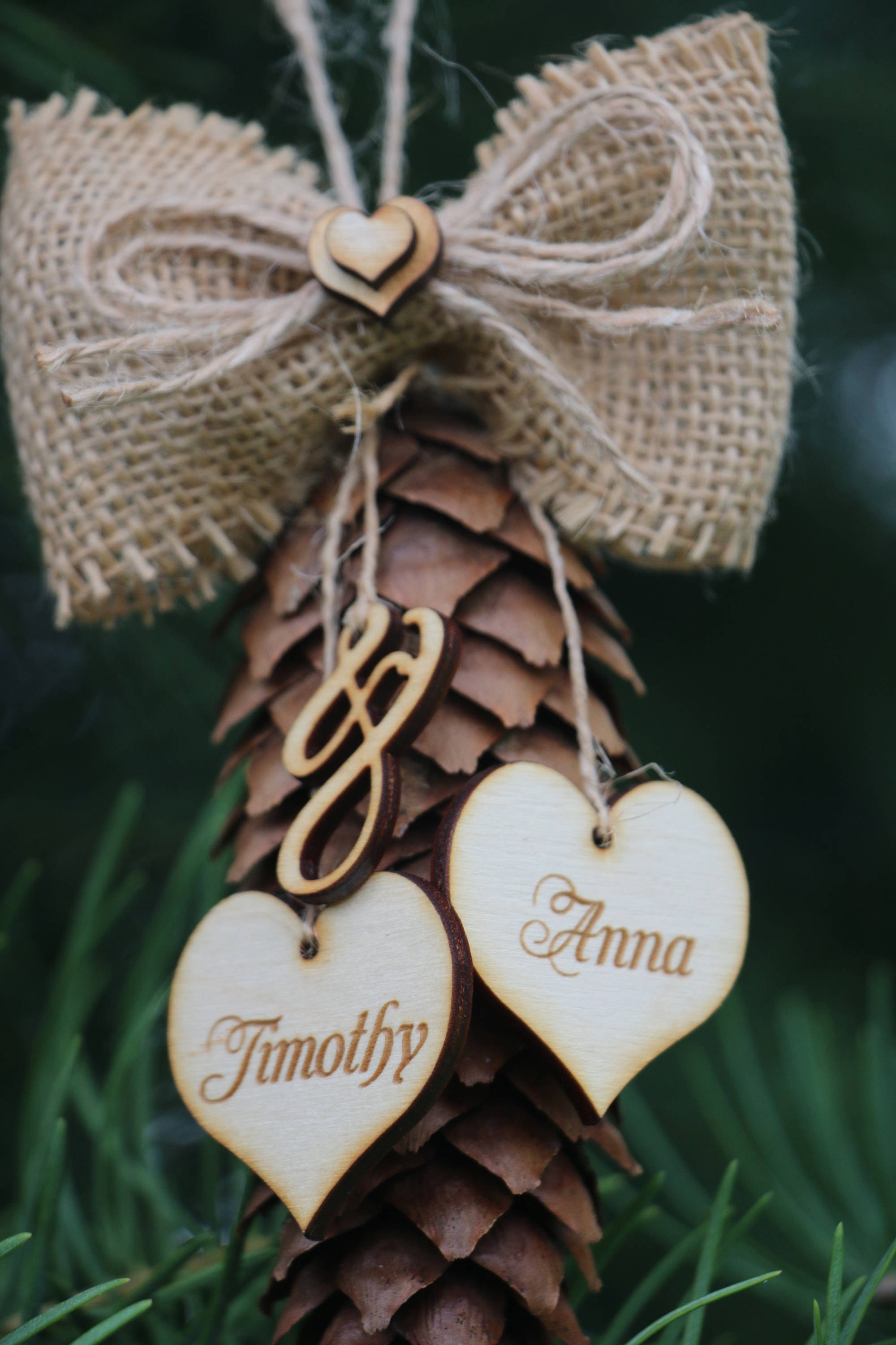 Personalized Pine cone decor/Custom First Christmas | Etsy