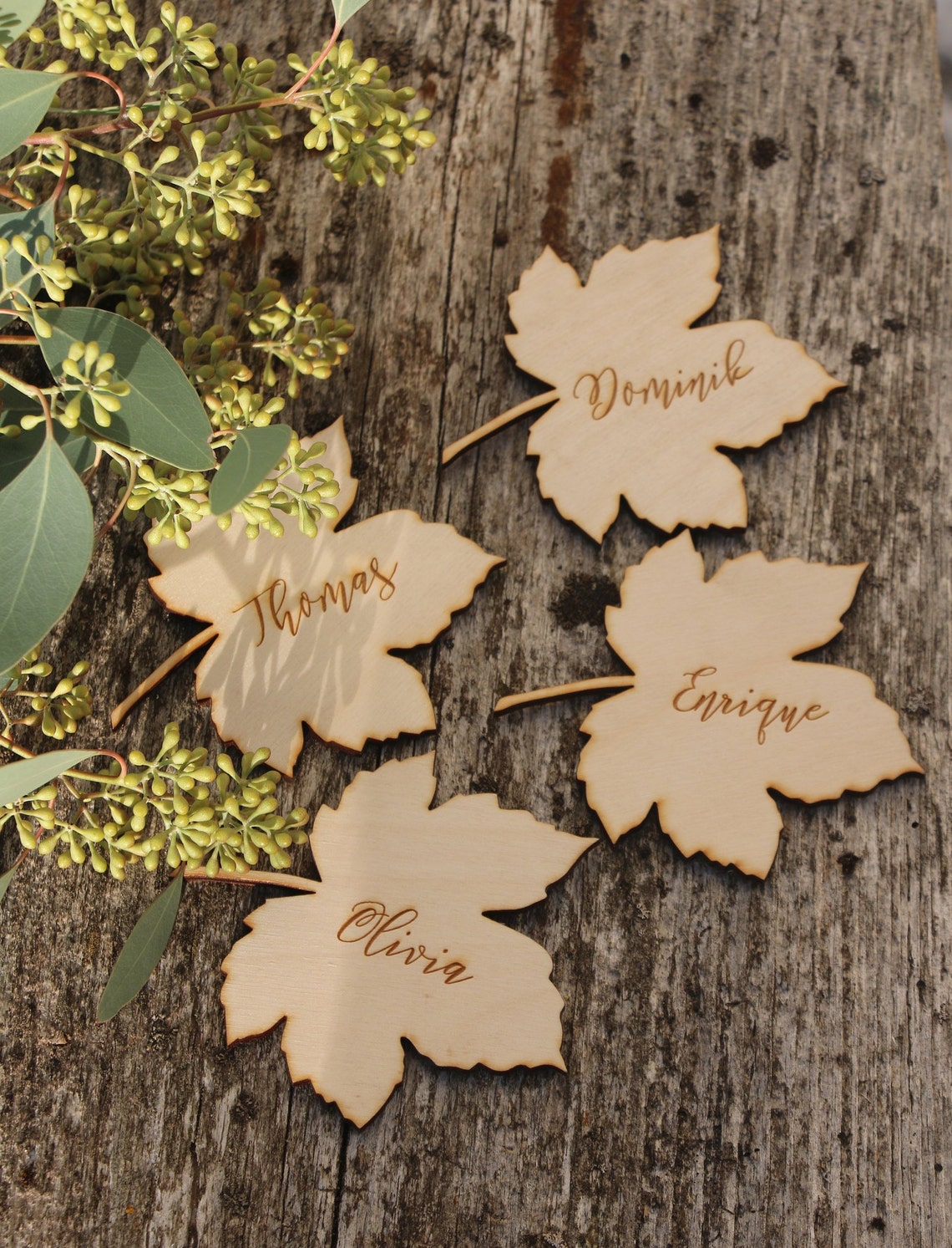 Laser Cut Leaf Place Cards Autumn Wedding Place Cards Maple - Etsy