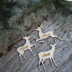 Christmastable Decor Wood Place Cards Reindeer Place Cards Christmas ...