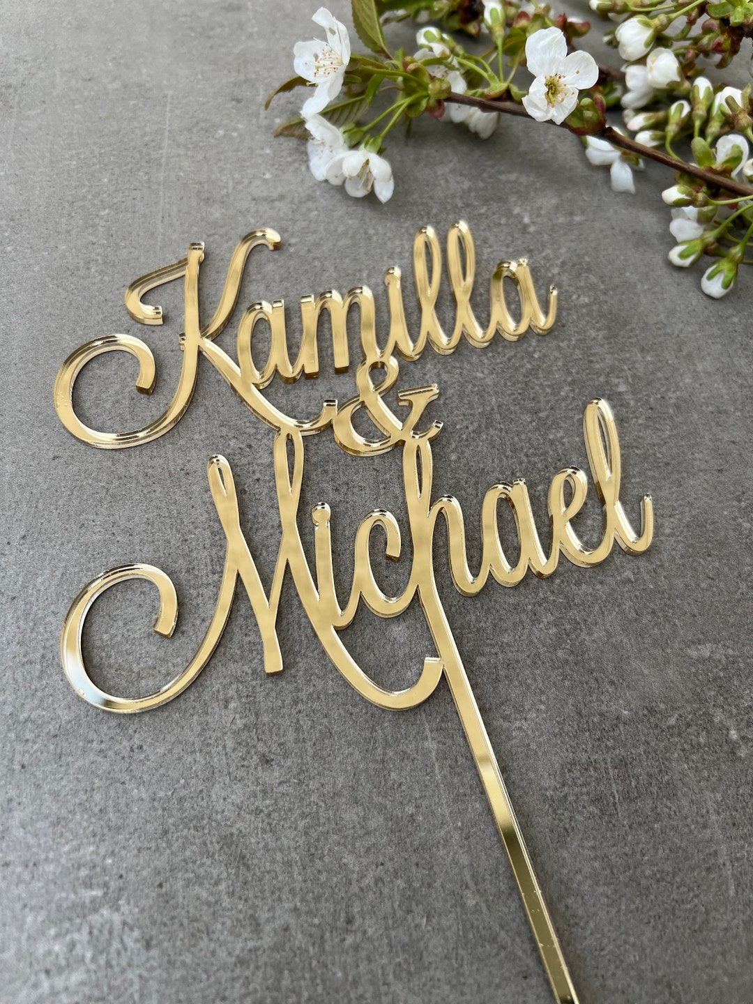 Custom Wedding Cake Topper: Personalized Names, Acrylic or Wood - Etsy