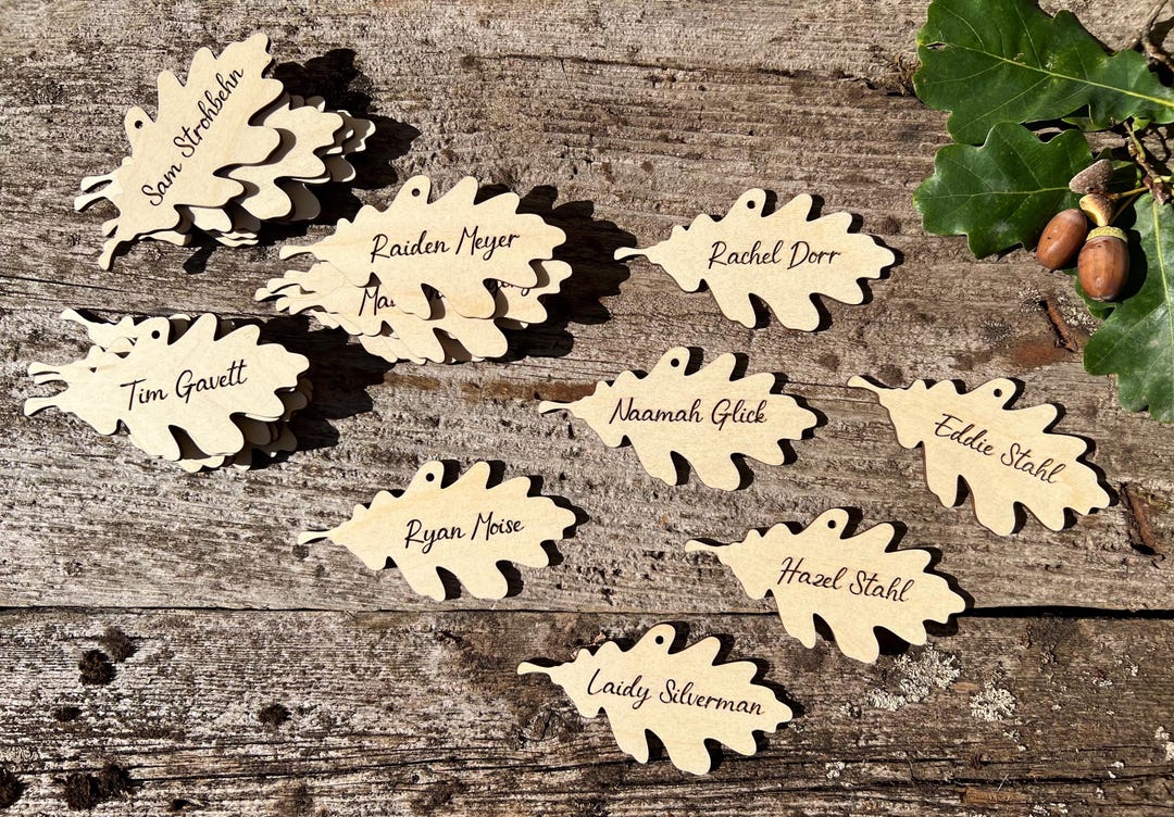 Laser Cut Leaf Place Cards Autumn Wedding Place Cards Oak Leaves Place ...