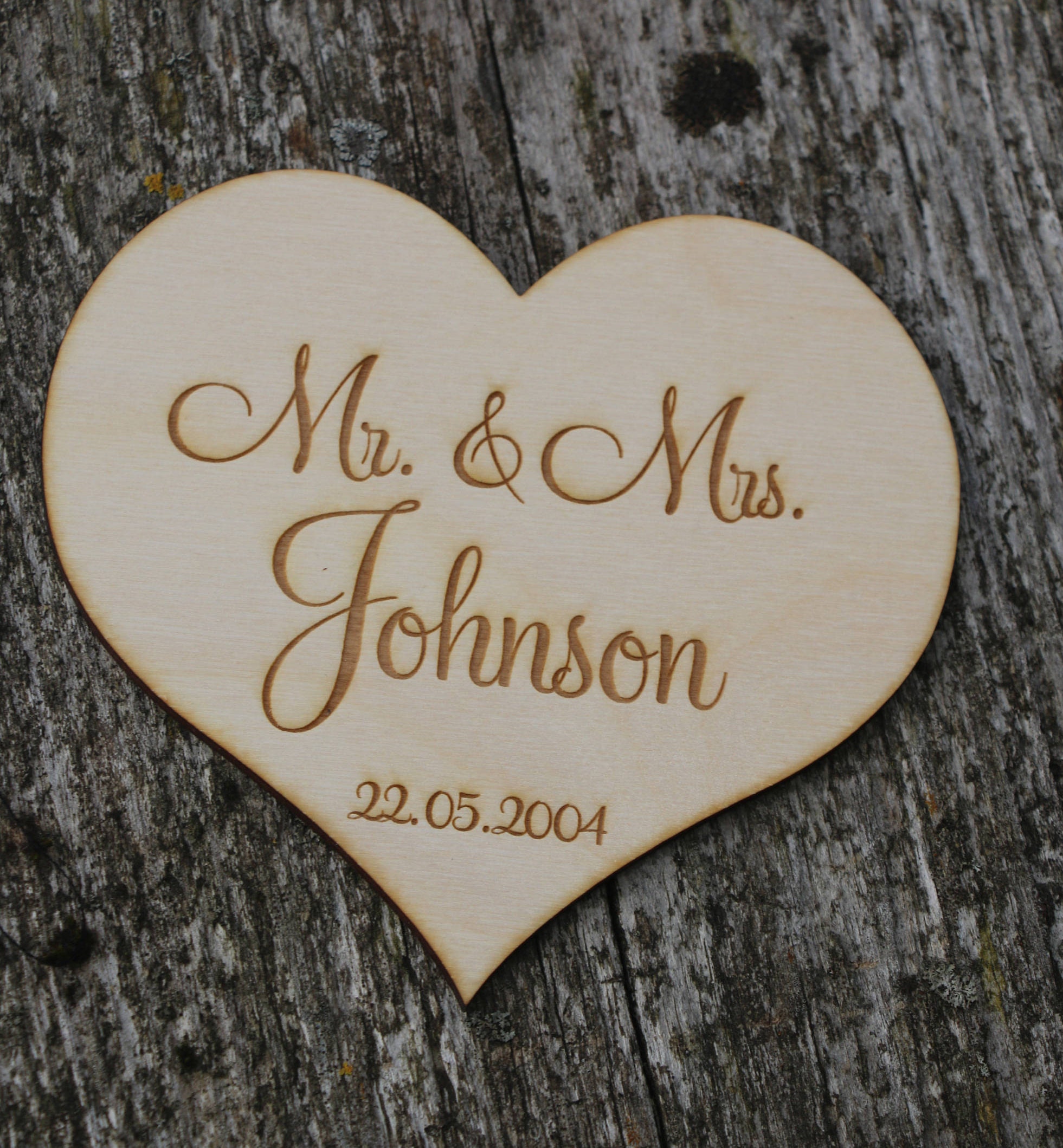 4 Engraved WOOD Heart /engraved Wedding Heart - Etsy