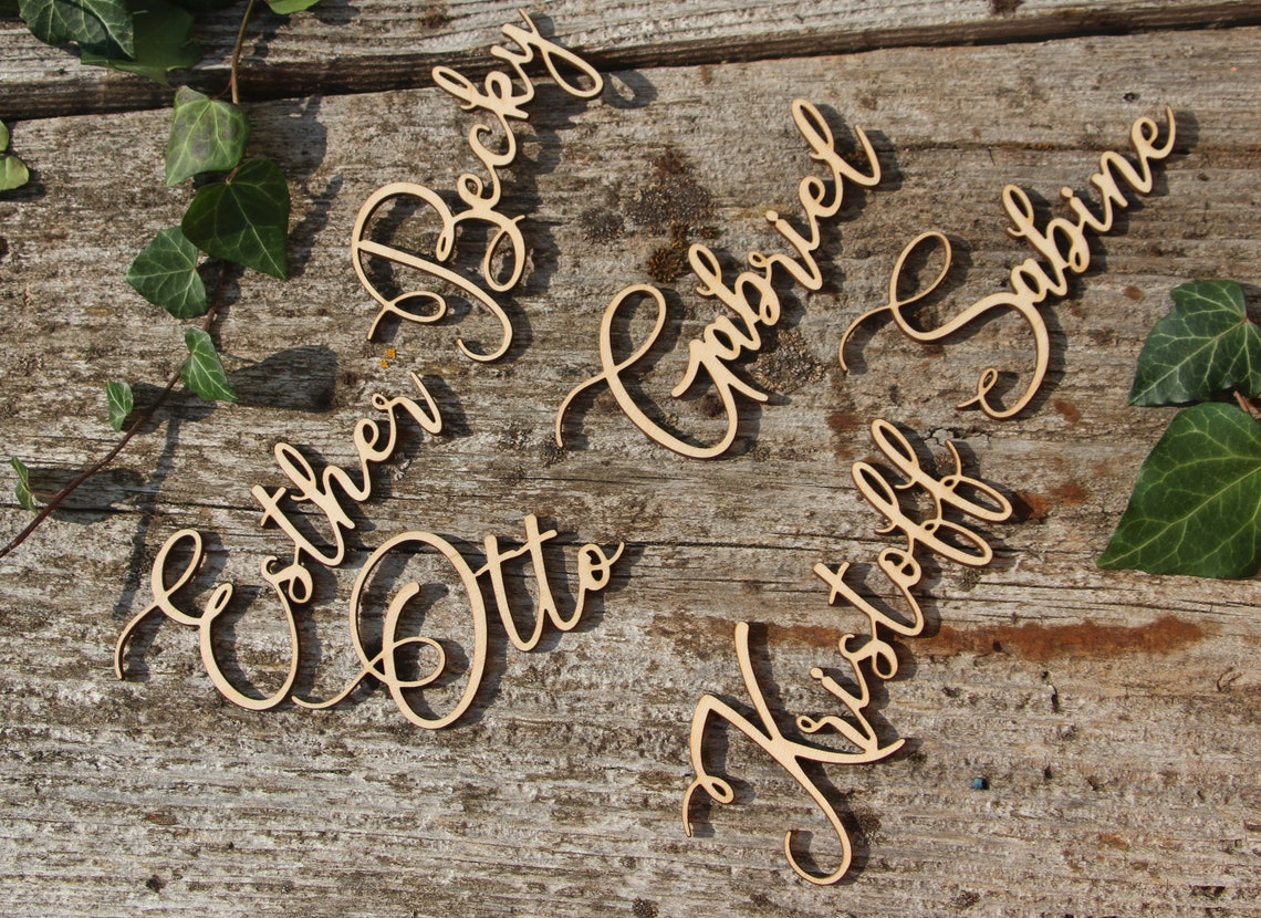 Laser Cut Wood Names Custom Laser Cut Name Signs Wedding Place Cards ...