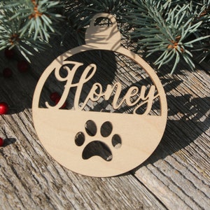 Personalized Dog Ornament, Dog Paw Print Ornament, 2021 Wooden ...
