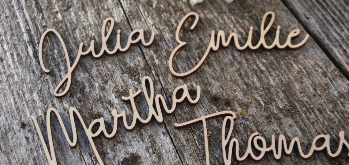 Laser Cut Wood Names Custom Laser Cut Name Signs Wedding Place Cards ...
