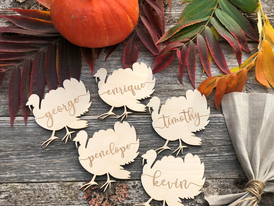 Laser Cut Turkey Place Cards: Thanksgiving Table Decor - Etsy