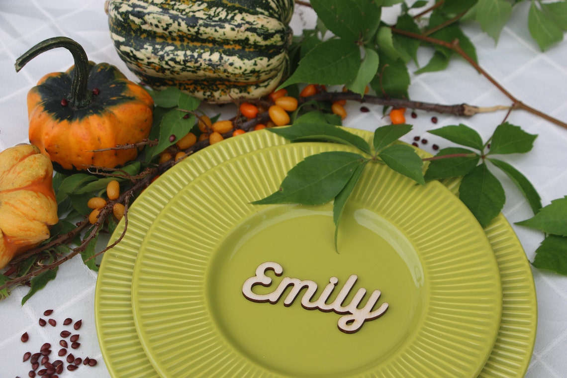Thanksgiving Table Wooden Place Cards/laser Cut Guest Names ...