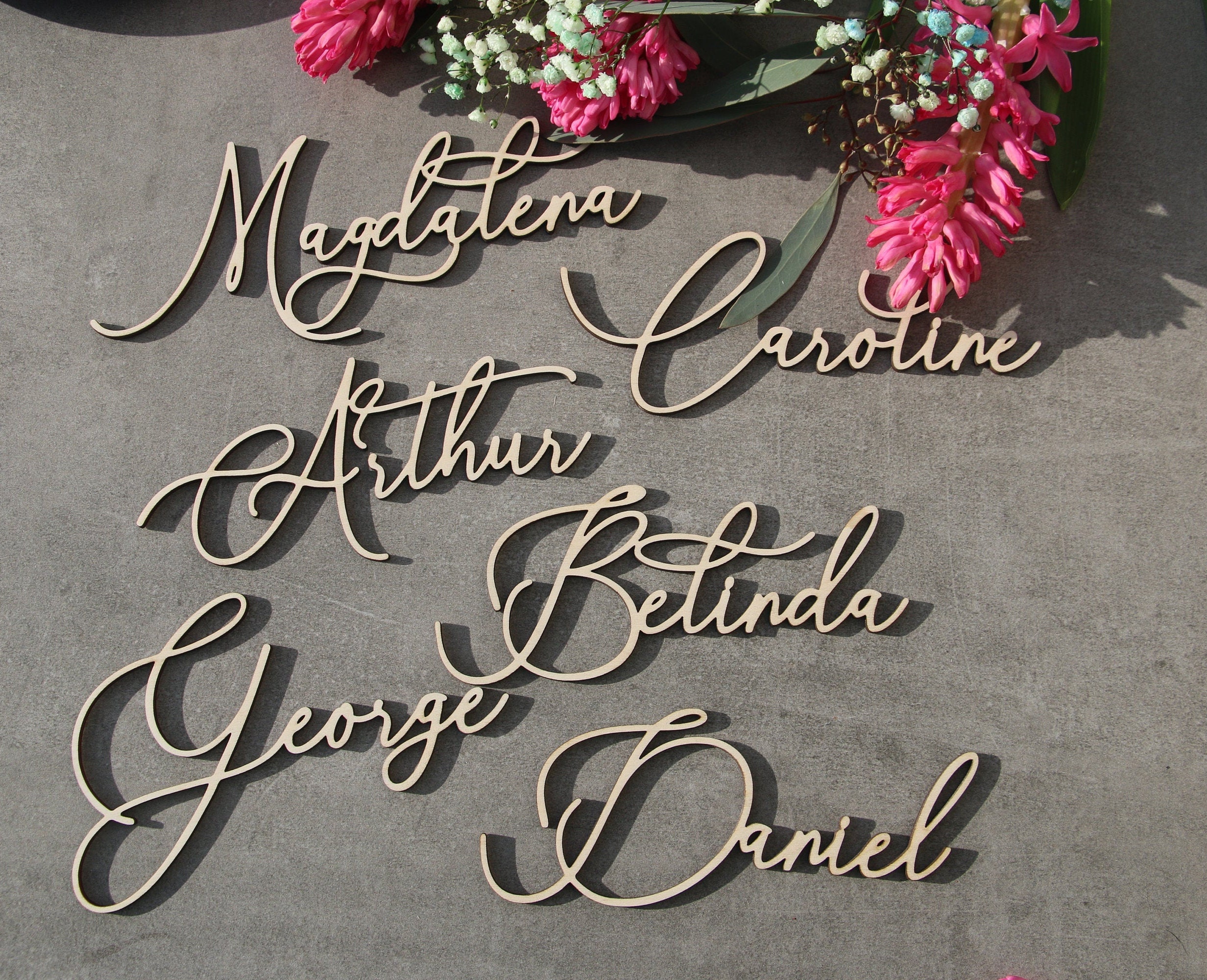Laser Cut Wood Names Custom Laser Cut Name Signs Wedding Place Cards ...