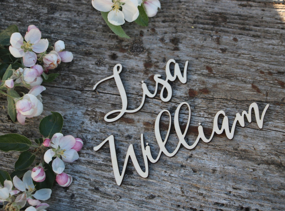 Laser Cut Wood Names Custom Laser Cut Name Signs Wedding Place Cards ...
