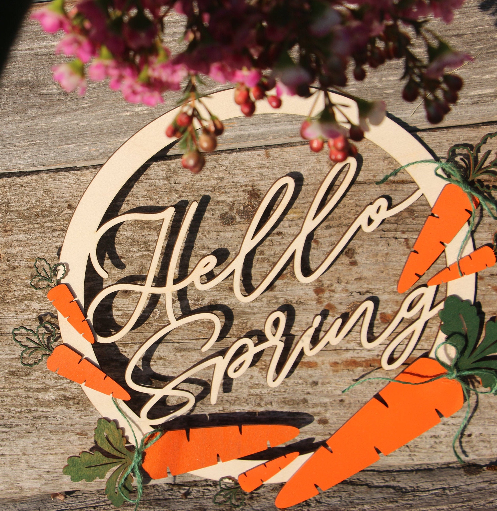Hello Spring Script Word Cutout Wood Lettering Spring Wreath - Etsy