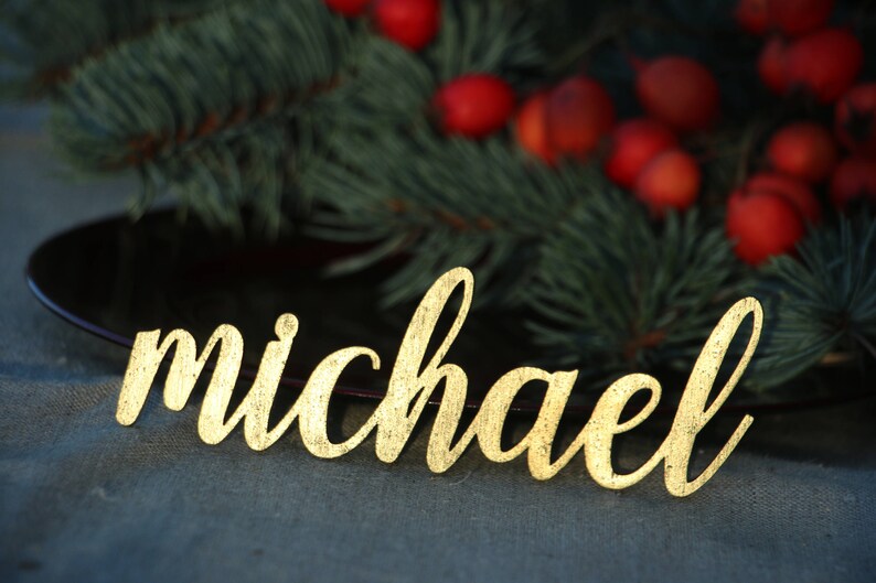 Laser Cut Wood Christmas Name Signs/custom Laser Cut Christmas Setting ...