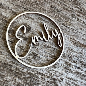 Laser Cut Wood Circle Name Place Cards: Wedding Place Setting - Etsy