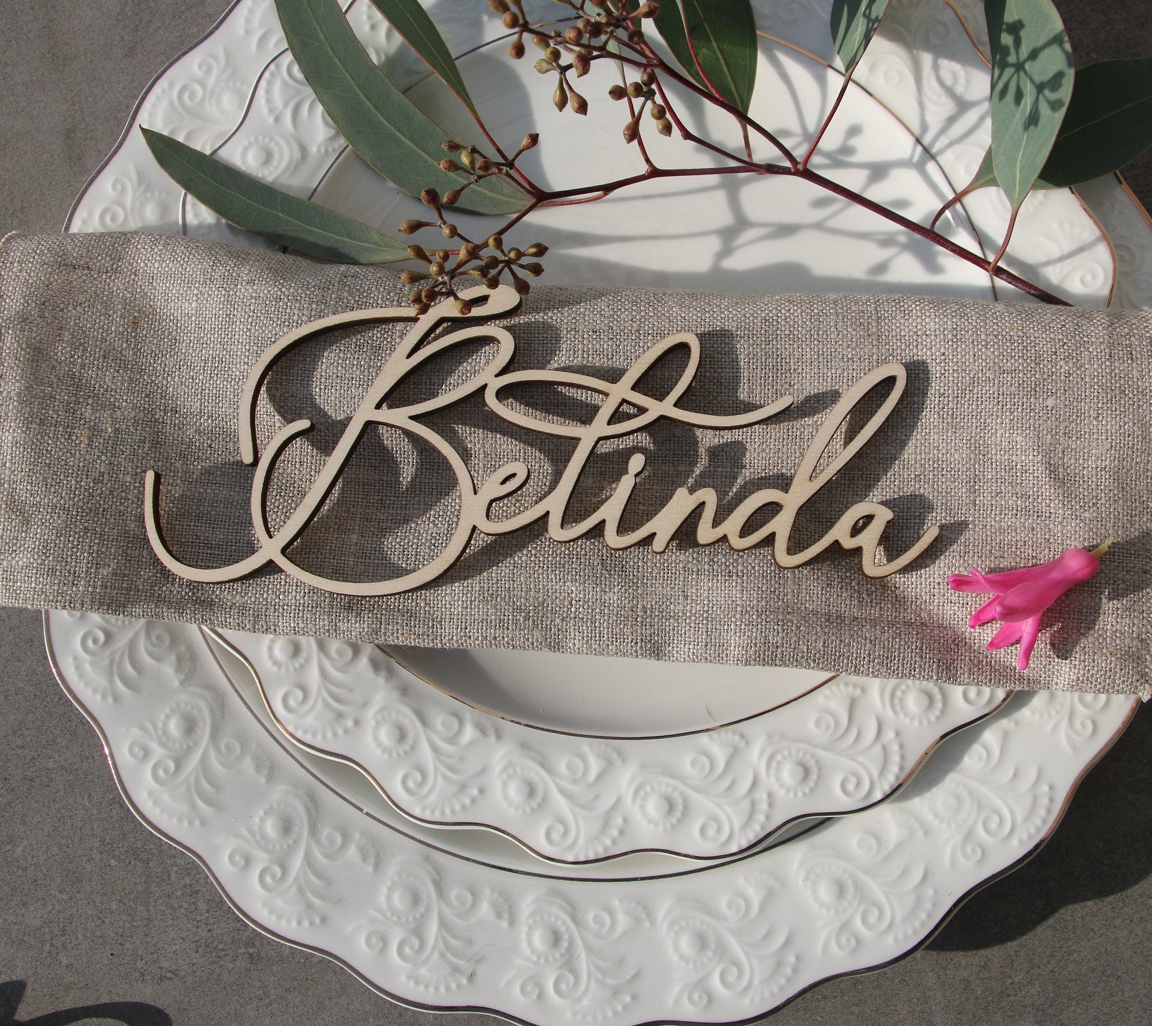 Laser Cut Wood Names Custom Laser Cut Name Signs Wedding Place Cards ...