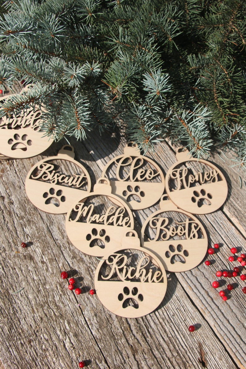 Personalized Dog Ornament Dog Paw Print Ornament 2021 Wooden - Etsy