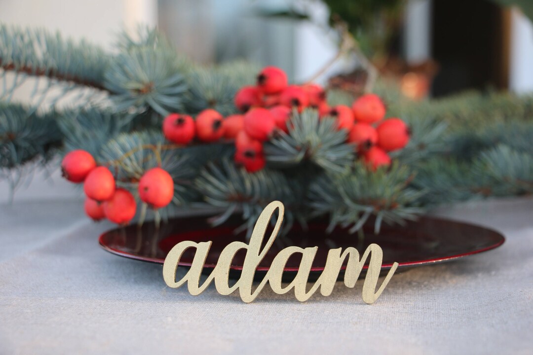 Laser Cut Wood Christmas Name Signs/custom Laser Cut Christmas Setting ...